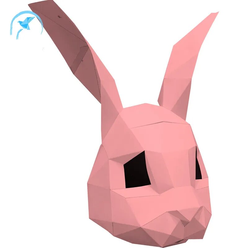 Розовая 3D бумажная маска кролик, Цвет: A