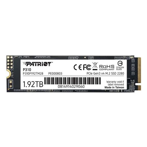 SSD накопитель Patriot P310 P310P192TM28 1.92ТБ, M.2 2280, PCIe 3.0 x4, NVMe, M.2