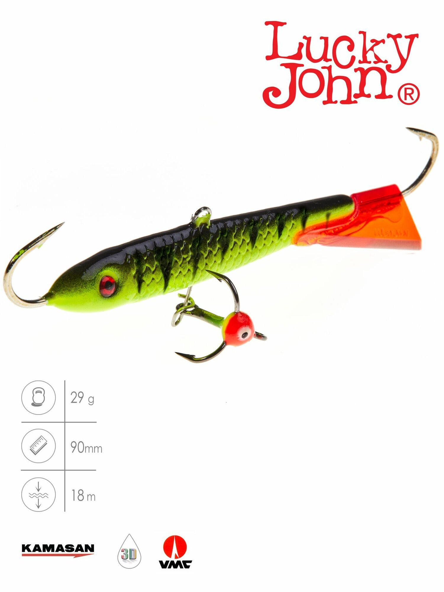 Балансир для рыбалки lucky john CLASSIC 9 с тр. 85мм/31RT блистер, зимние снасти рыболовные с крючком, приманка силиконовая