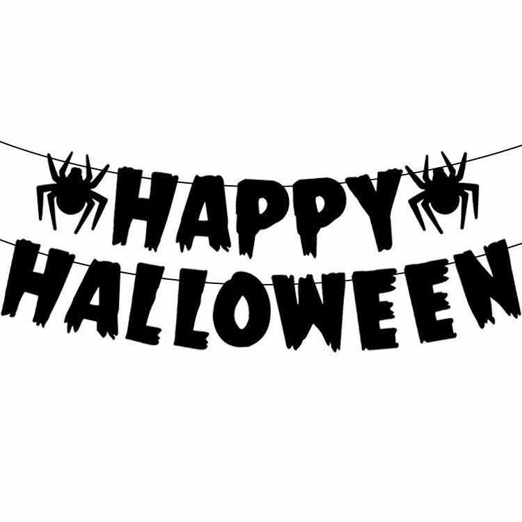 Гирлянда Happy Halloween, Пауки, Черный, 500 см, 17 см, 1 упак, Волна веселья