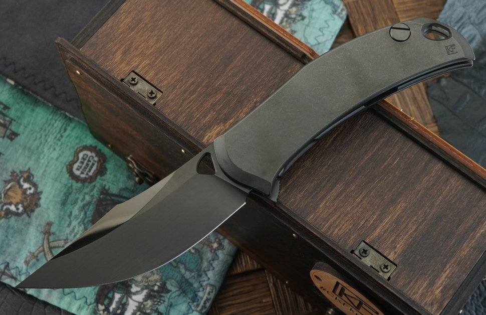 Складной нож CKF/Коныгин Barm DLC/зеркало, сталь М398, рукоять титан