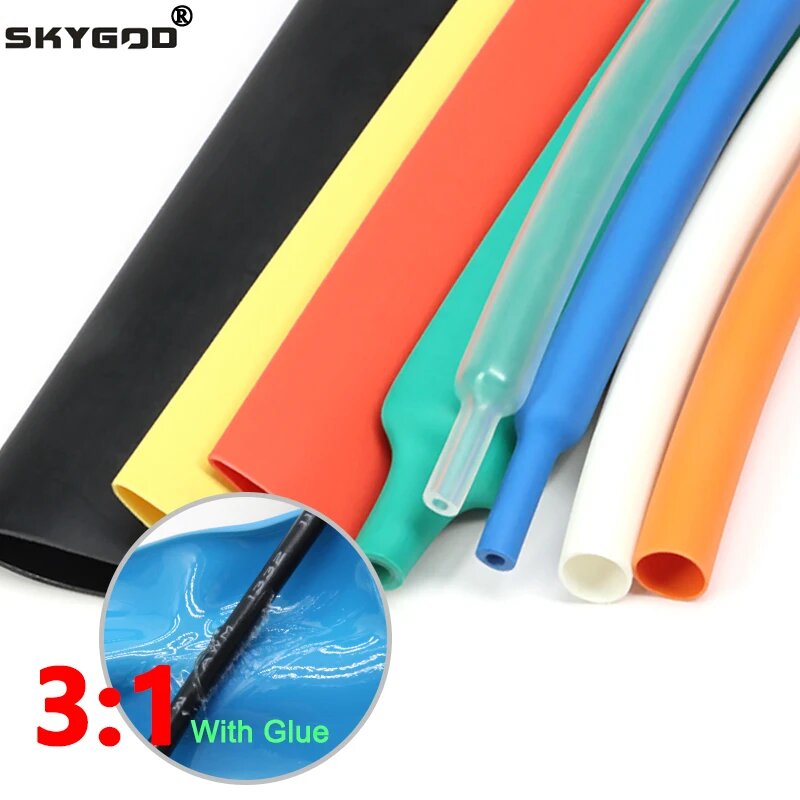 Термоусадочная трубка 3:1 двойные стенки PE Red, 1 meter, 7.9mm