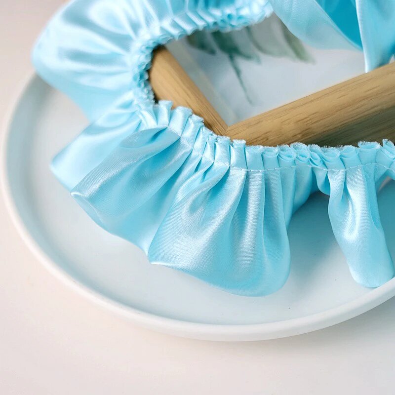 Блестящая атласная плиссированная кружевная ткань ZYLPYY 5.5 см Голубой, Blue