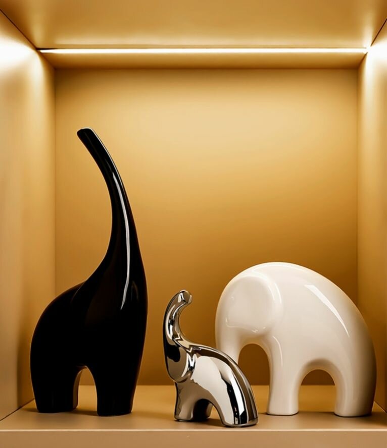 Домашняя мебель Керамический слон украшения ремесла 3шт набор