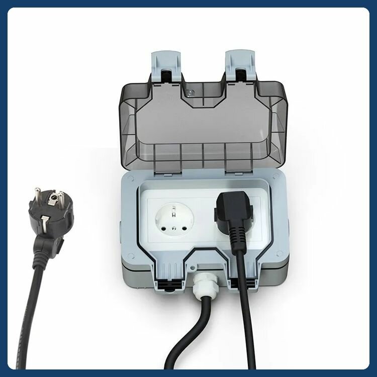 Розетка уличная IP66 влагозащищенная, садовая, влагозащитная, наружная с крышкой, электророзетка накладная с заземлением 16А