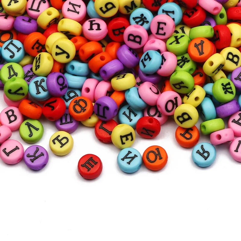 Плоские круглые буквы русского алфавита 4 х7 мм, цифровые акриловые бусины россыпью, бусины для изготовления ювелирных изделий, «сделай сам», аксессуары для ожерелья, браслета