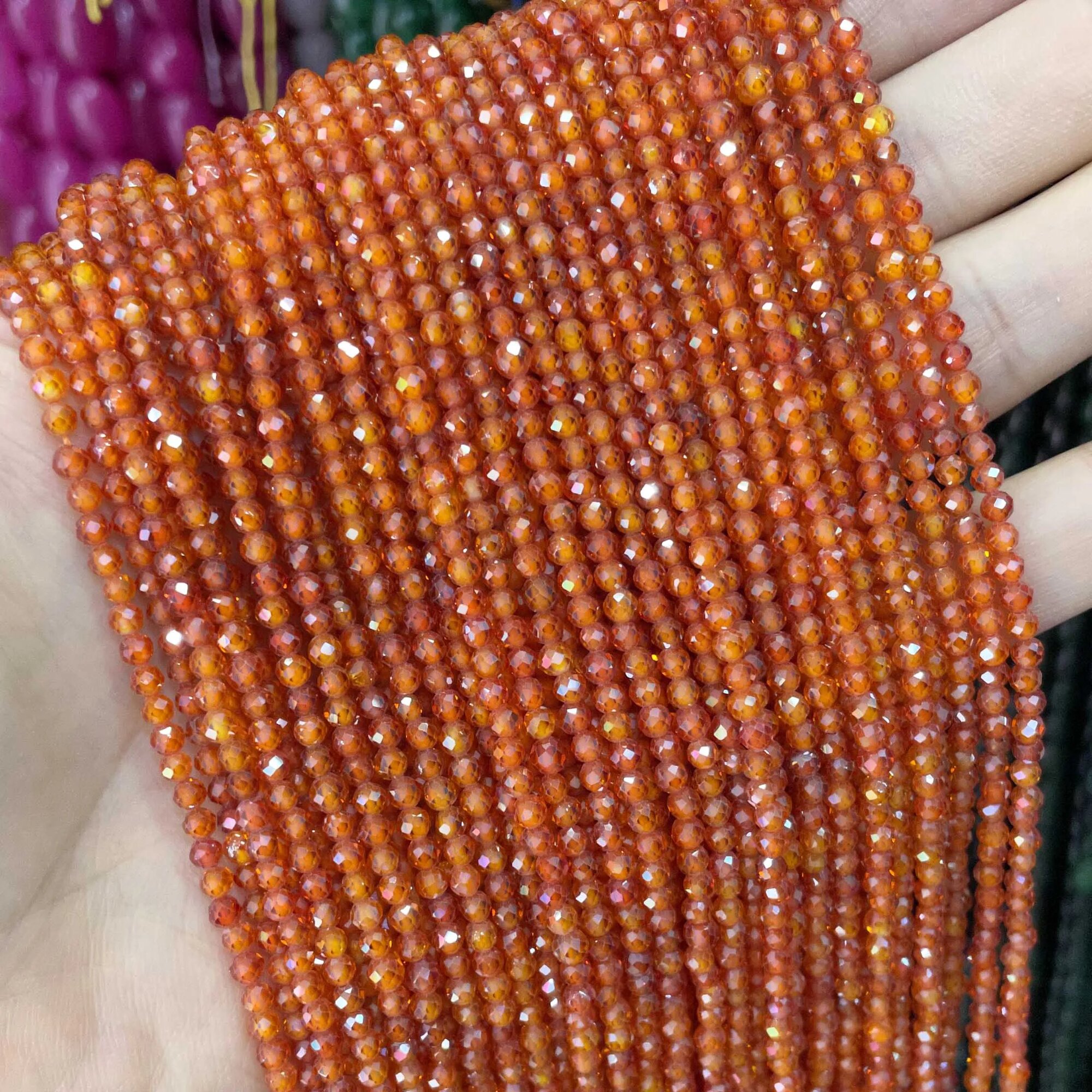 Rondelle бусины из циркония SYSRXLR 3mm 120pcs beads, Orange zircon