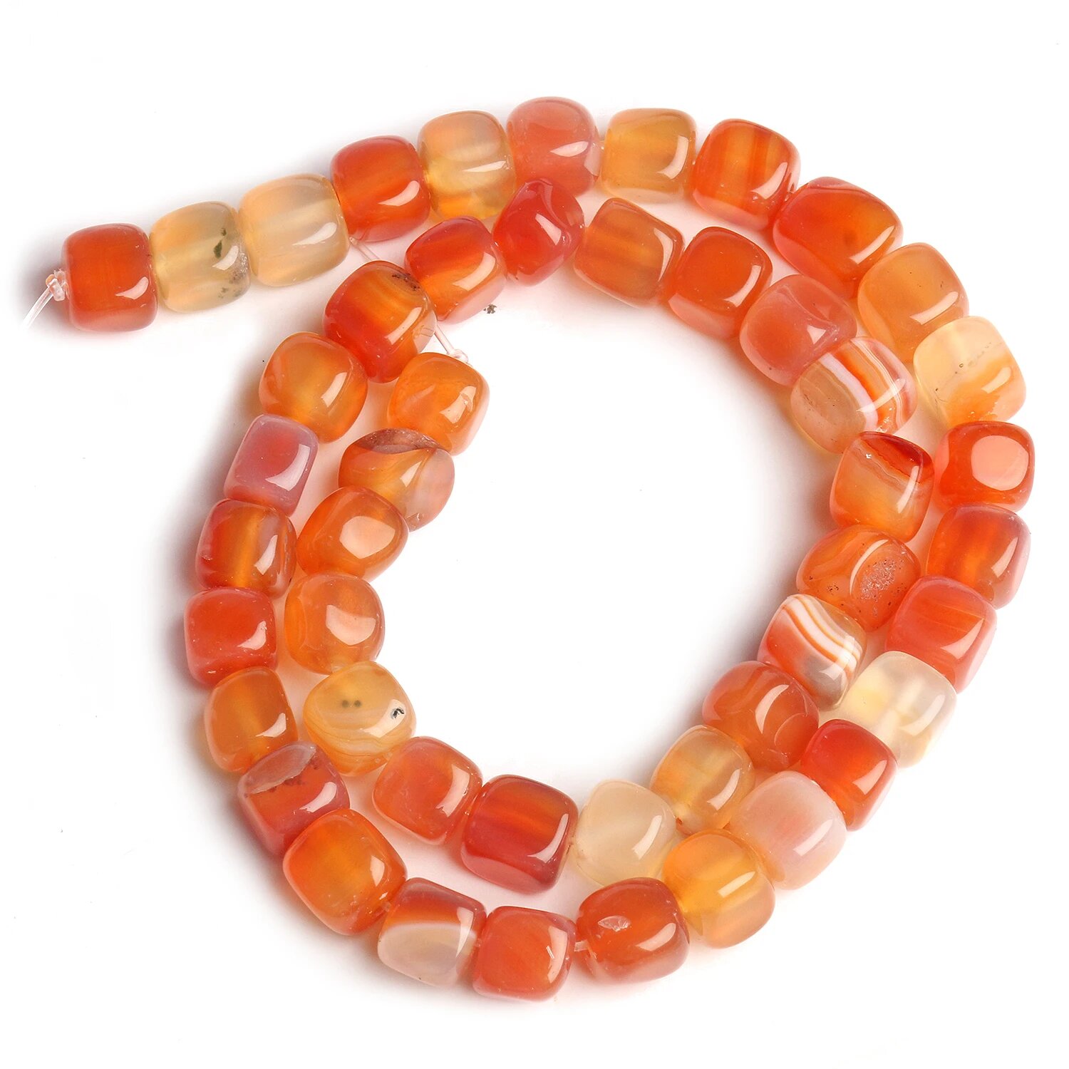 TANANTA Квадратные бусины из агата и турмалина 8мм Оранжевый, orange agates