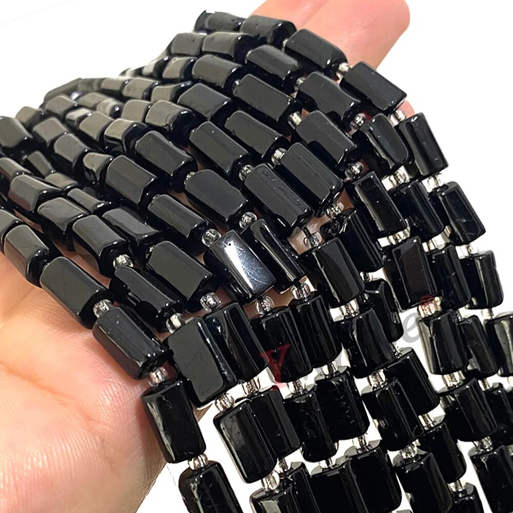 Натуральные бусины турмалин Шкорл 6х10 мм YWROLE 7.5in 14-16pcs