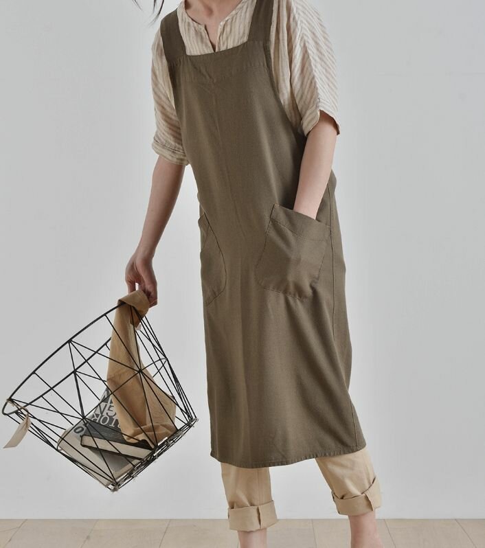 Джинсовый фартук водоотталкивающий для официанта бармена бариста парикмахера / продавца повара кондитера флориста кухонный рабочий