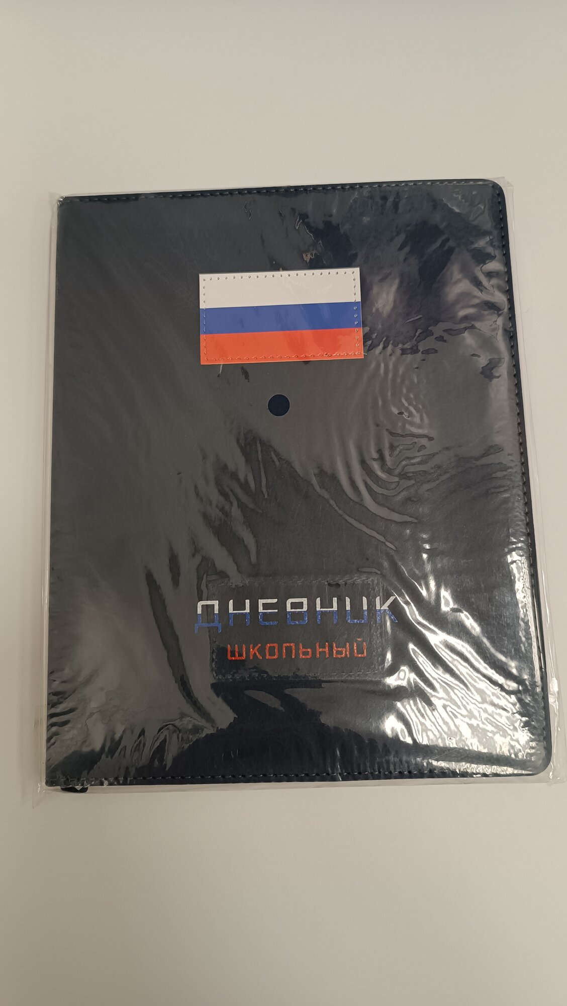 Дневник школьный 48л флаг синий кожзам, тв. перепл, аппликация 110065