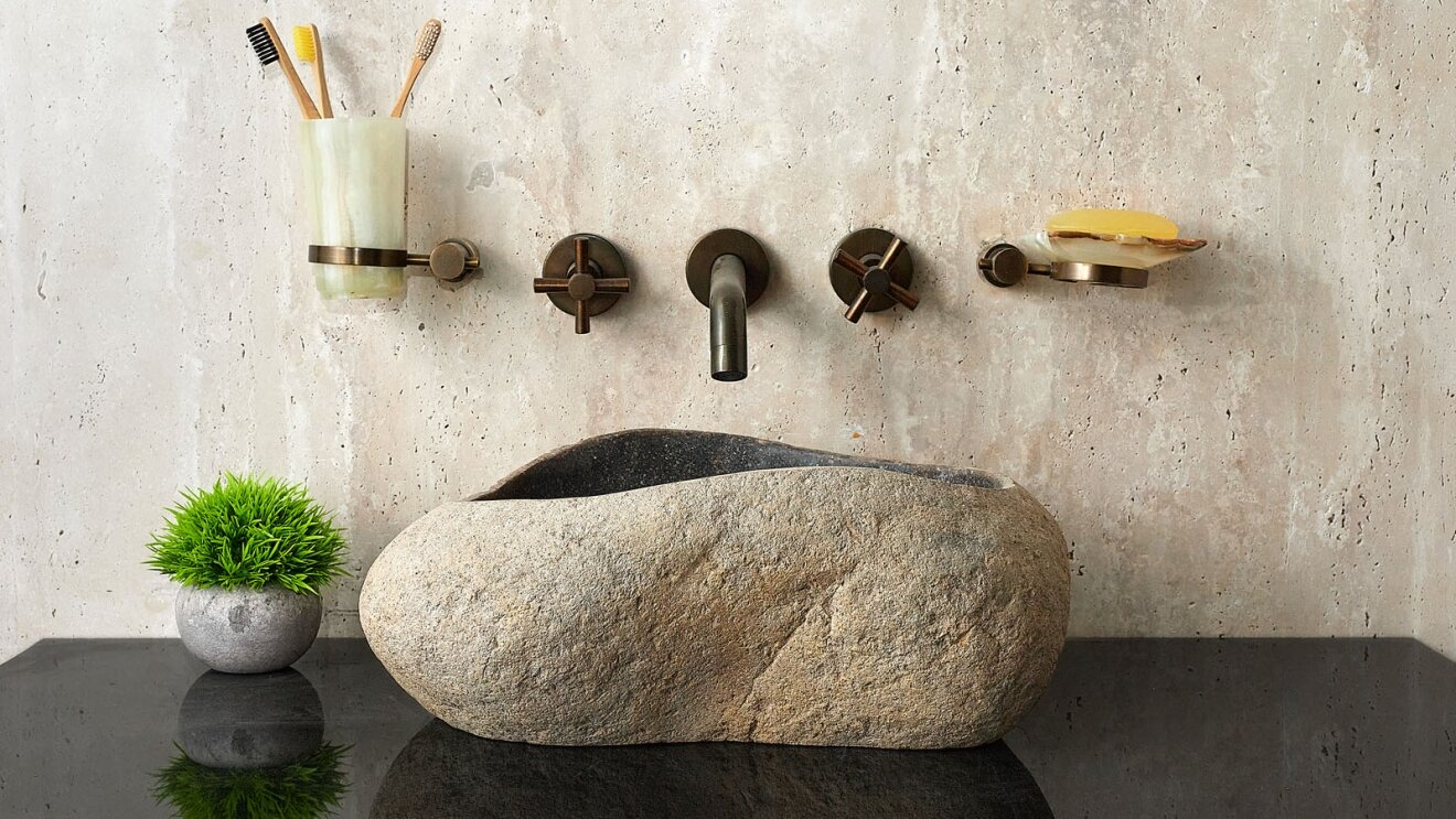 Серая раковина из речного камня гранита Piedra M502 00504511502