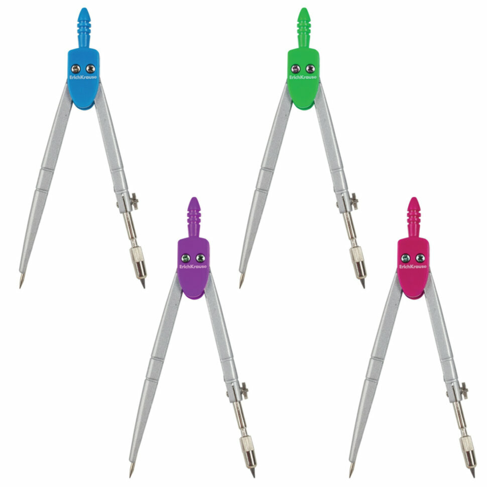 Циркуль ERICH KRAUSE "School", 120 мм, туба, ассорти, дисплей, 31526, 24 штук, 210376