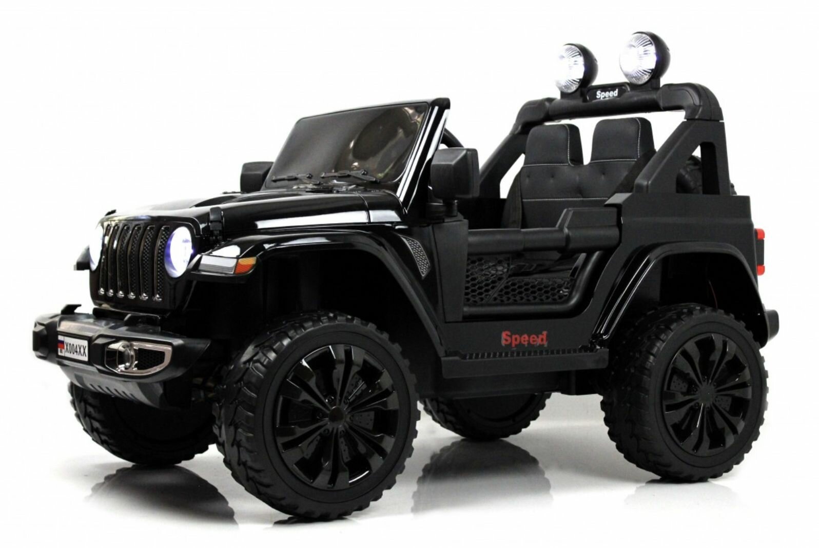 Детский электромобиль RiverToys X004XX с дистанционным управлением, полноприводный, одноместный черный глянец