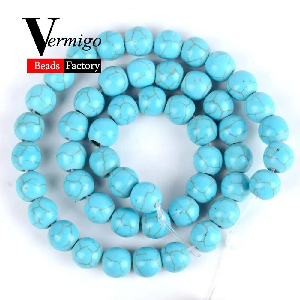Vermigo тусклые голубые бусины из говлита 4-12 мм 10mm Approx 37pcs, Blue