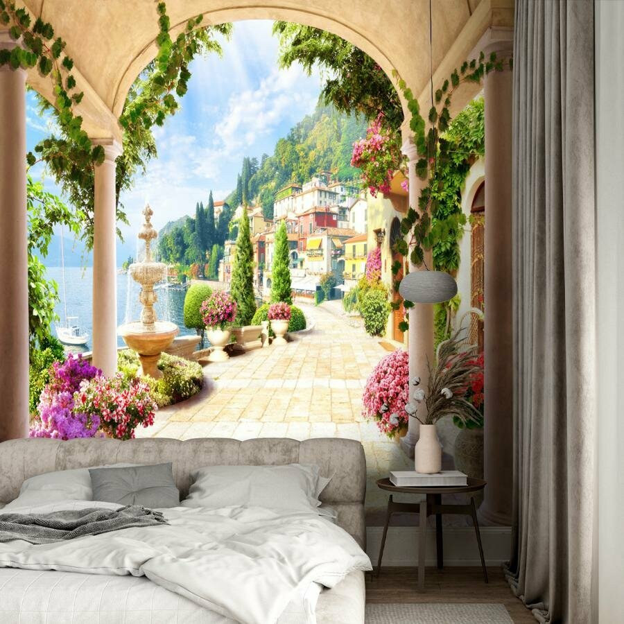 Фотообои Арка и цветы 19-0117-L-Флок 270 x 400 см (ВхШ) Бесшовные, флизелиновые, влагостойкие обои MasterFresok