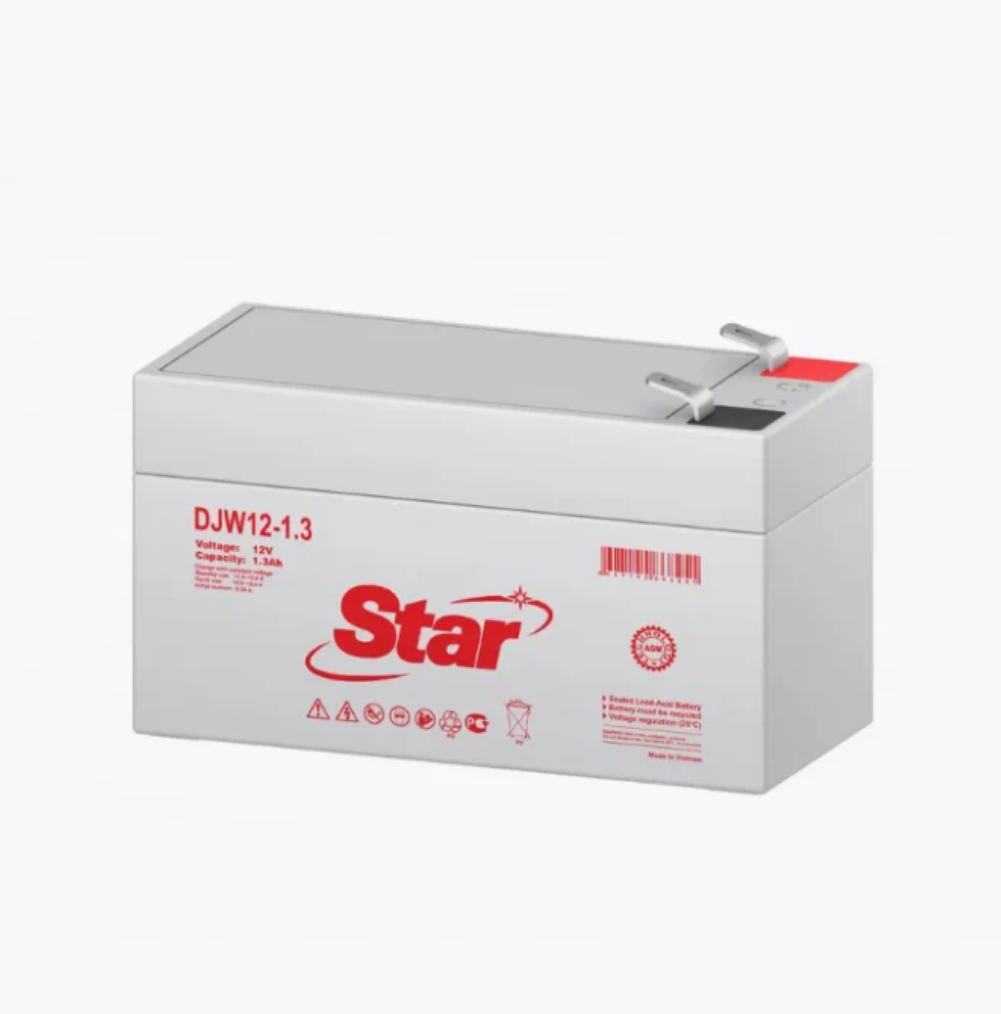 Свинцово-кислотный аккумулятор STAR DJW12-1.3 (12 В, 1.3 Ач)