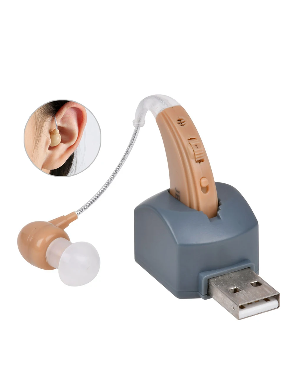 Усилитель звука "Острослух" 100M, бежевый, аналоговый, регулировка громкости