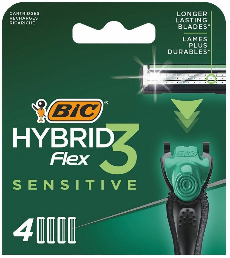 Cменные кассеты для бритья BIC Flex 3 Hybrid Sensitive, 4 шт