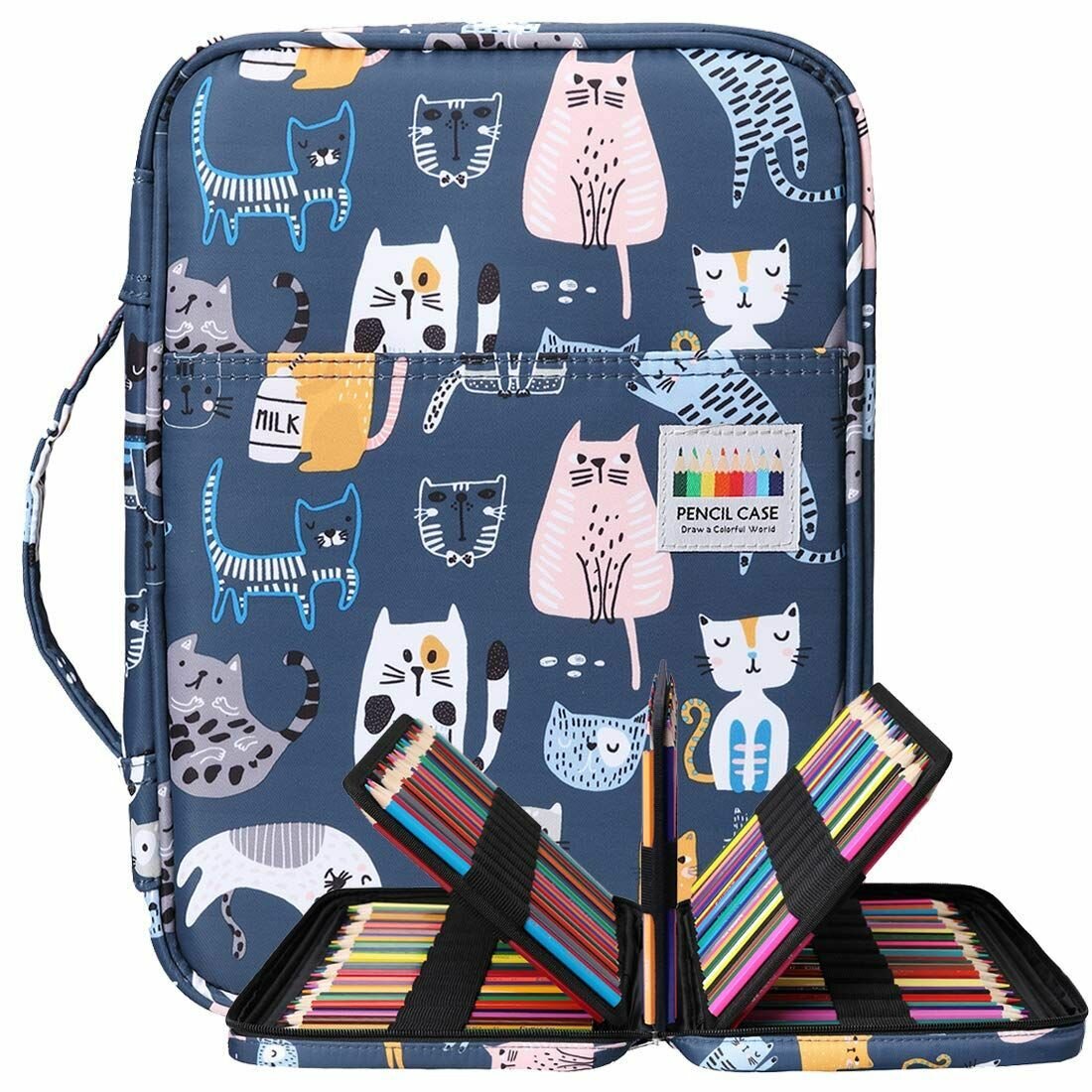 Цветной пенал на 220 слотов, сумка для ручек с застежкой-молнией для художника, органайзер для хранения акварельных карандашей, гелевых ручек, маркеров, большой емкости, удобный держатель