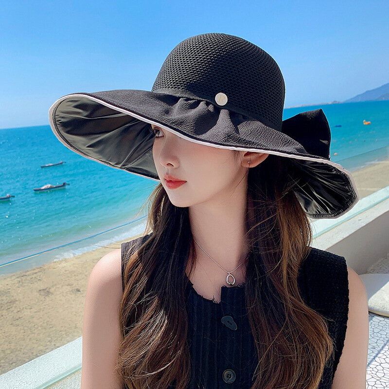 Шляпа R-mark, женская, складная, с бантом, регулируемая, черная