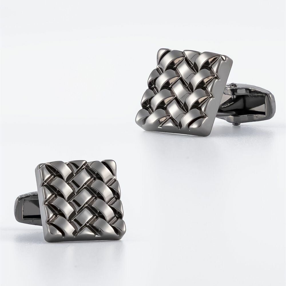 Новые гладкие квадратные манжетные кнопки из черного гальванического металла для мужчин, простые повседневные манжетные кнопки для экспорта