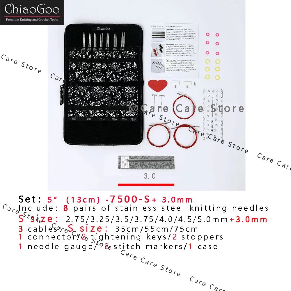 ChiaoGoo TWIST набор спиц для вязания из нержавеющей стали