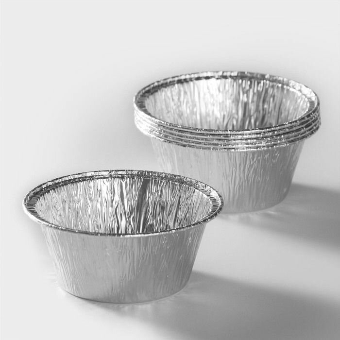 Формы для выпечки и запекания Маффин, набор 2 шт, 130 мл, d8.5 см, фольга, серебристые