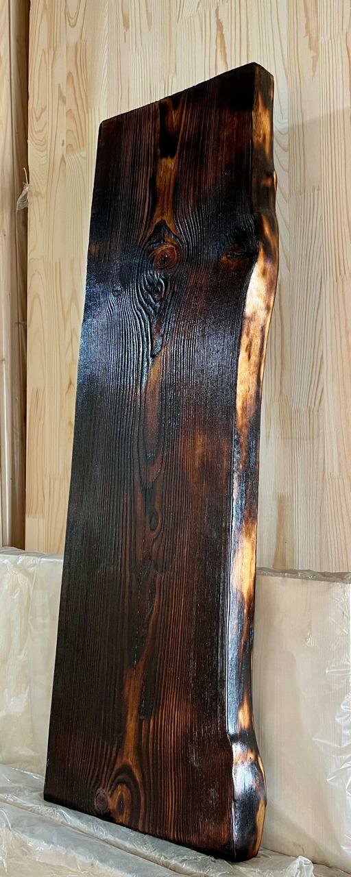 Массив сосны ангарской 1000х300х50 мм с обжигом под лаком слэб -лофт