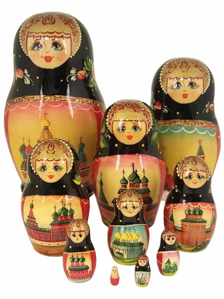 Матрешка авторская 10 предметов "Узор" (63)-1, Вятская матрешка, ручная авторская работа