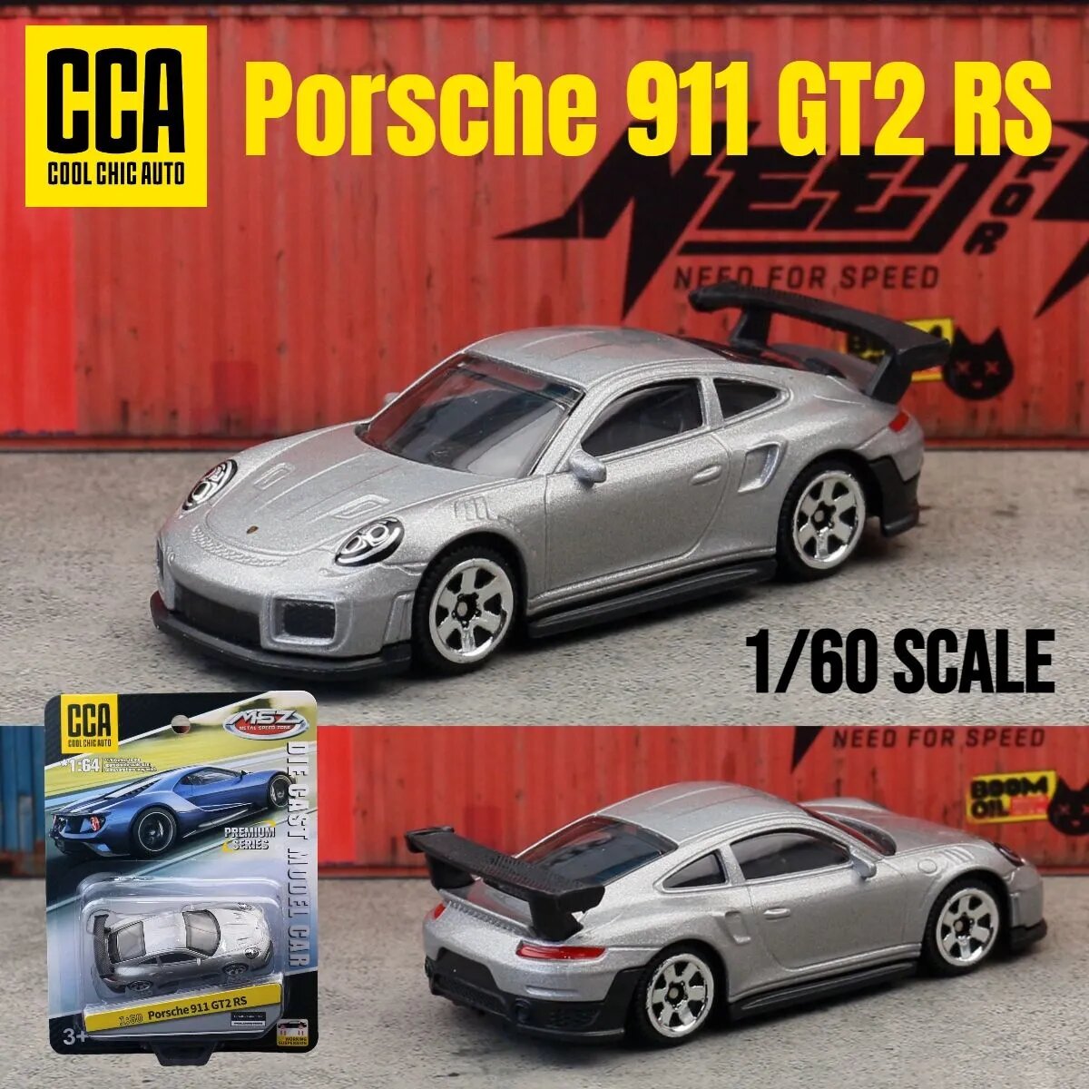 Миниатюрная модель автомобиля из литого металла Порше 911 GT2 модель автомобиля Игрушки 1:60 Porsche 911 GT2