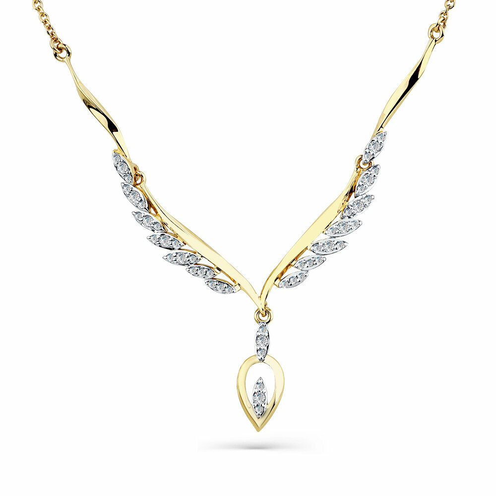 Колье, желтое золото, 585 проба, бриллиант