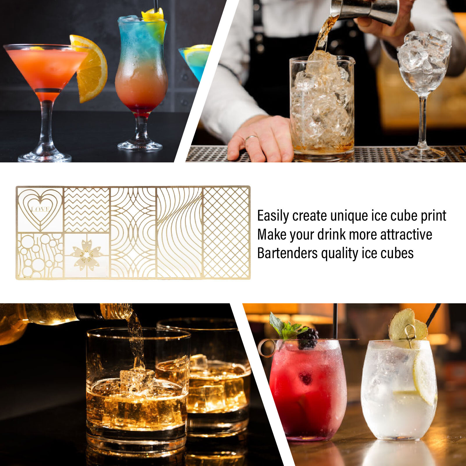 Поднос для кубиков льда Прозрачная форма для изготовления кубиков льда Современная медная форма Пресс для коктейлей и виски Аксессуары для бармена E03