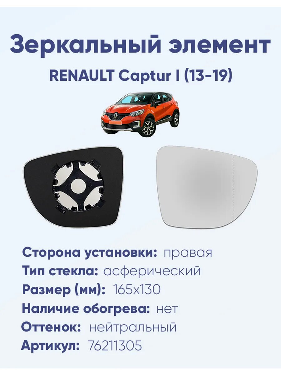 Зеркальный элемент правый RENAULT Captur I (13-19)A76211305