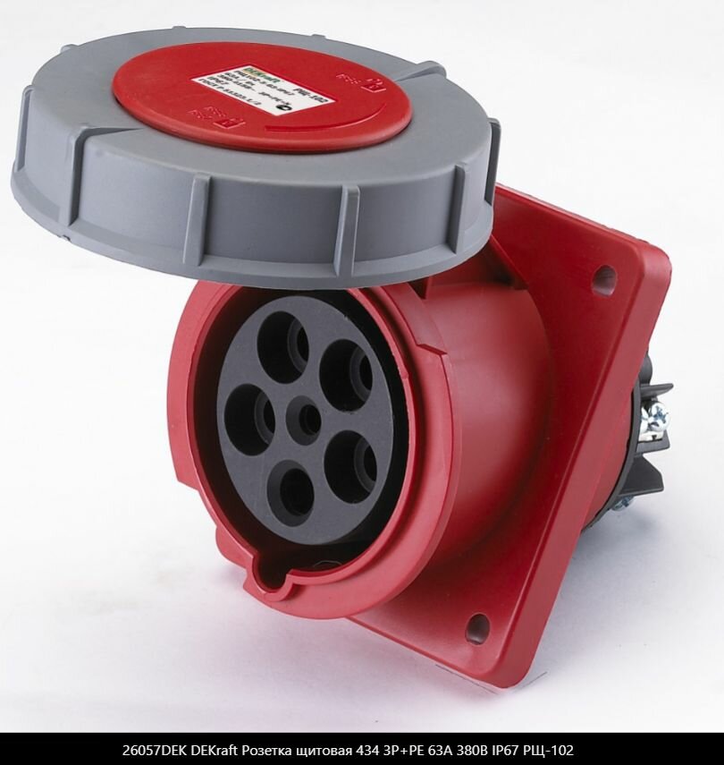 DEKraft Розетка щитовая 434 3Р+РЕ 63А 380В IP67 РЩ-102