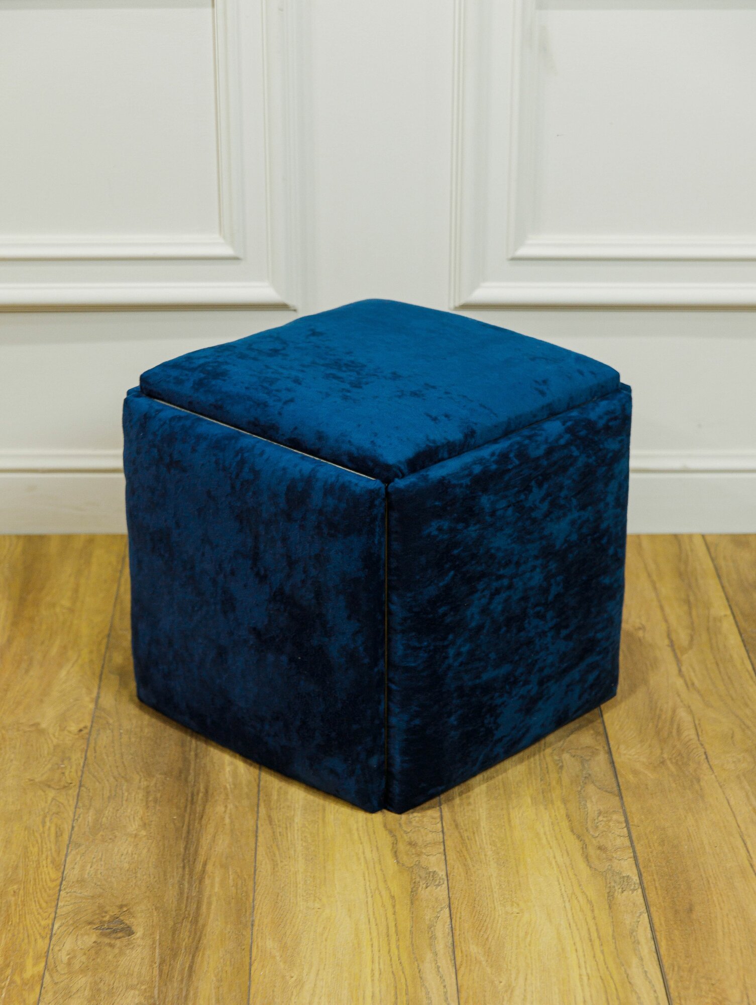 Пуф "Куб", велюр, 5-в-1, антивандальное покрытие, металлический каркас, синий