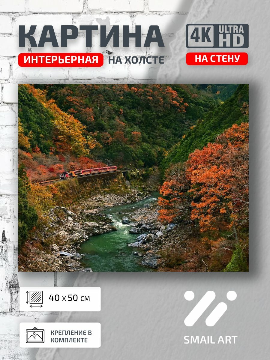 Картина на холсте интерьерная 40 на 50 на стену Поезд Mood для гостиной атмосфера интерьер