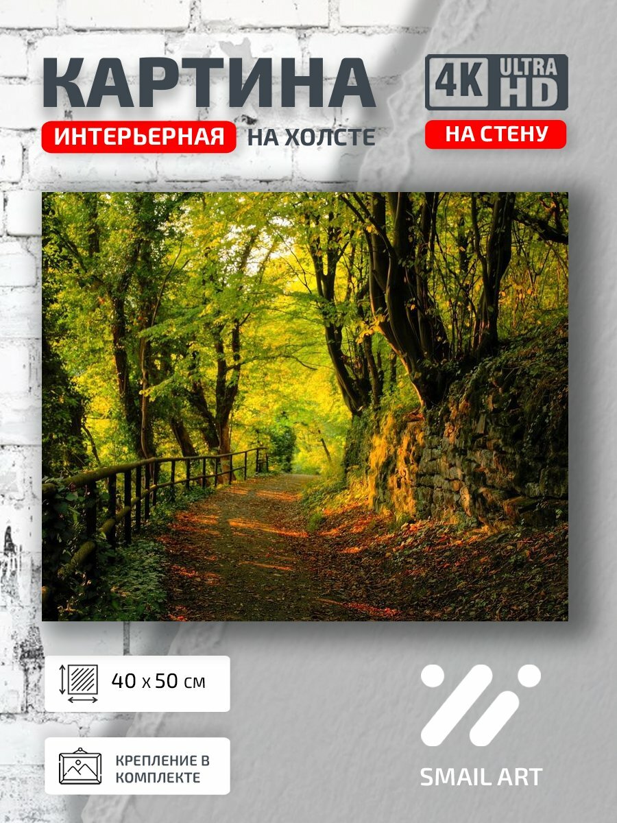 Картина на холсте интерьерная 40 на 50 на стену Осень Landscape для офиса пейзаж интерьер