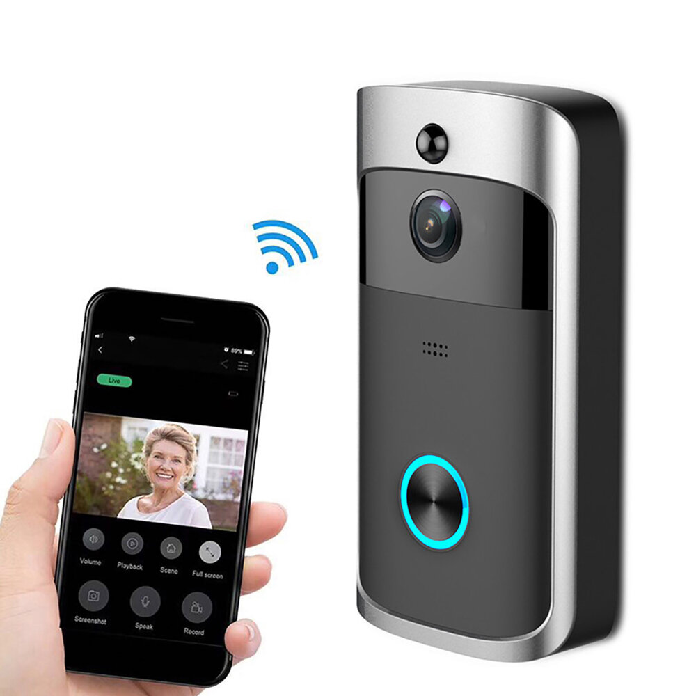 Домофон беспроводной Smart 720P камера WiFi видеотелефон двусторонний аудио поддержка инфракрасного ночного видения датчик движения PIR Android IOS APP дистанционное управление черный серебристый серебристый&черный 166 градусов 6 ИК-диодов 3.7V 3*18650