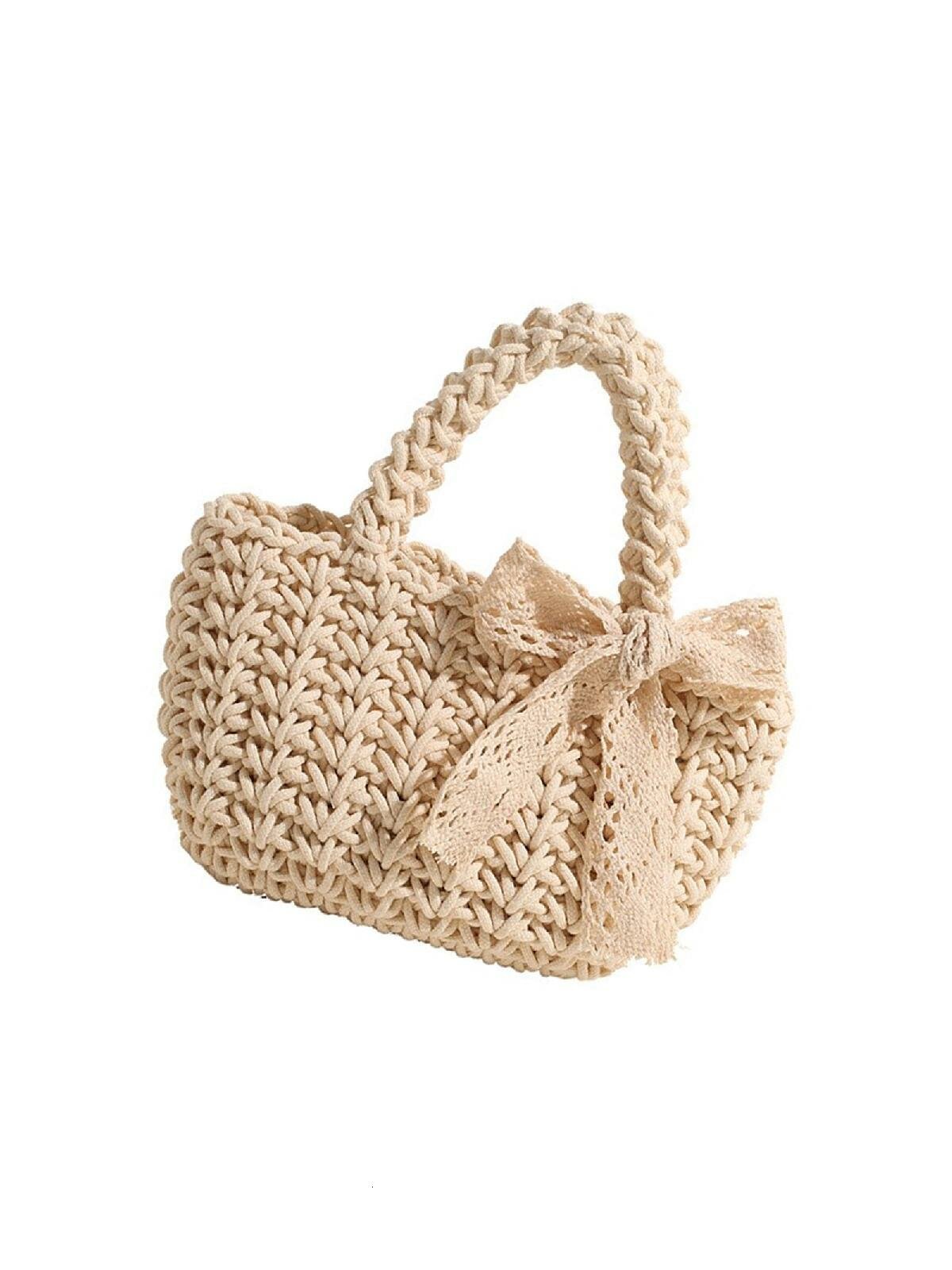 Соломенная сумка, сумочка с верхней ручкой ручной работы, пляжная сумка, тканый клатч-сумочка