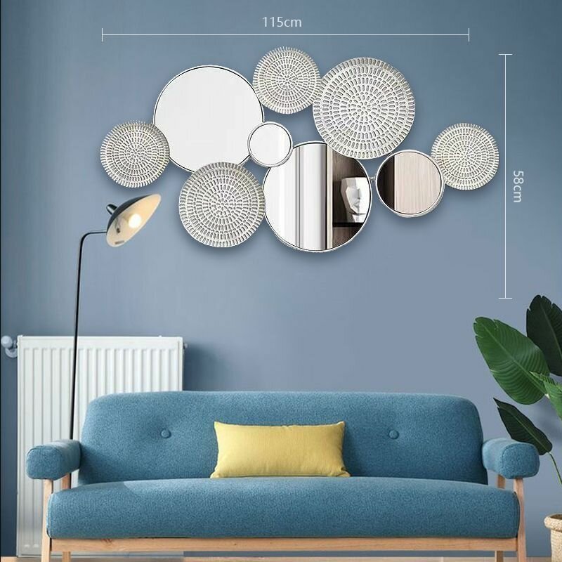 Отделка стен, роскошь из светлого металла, современная простота, креативный геометрический зеркальный узор 115х58 см