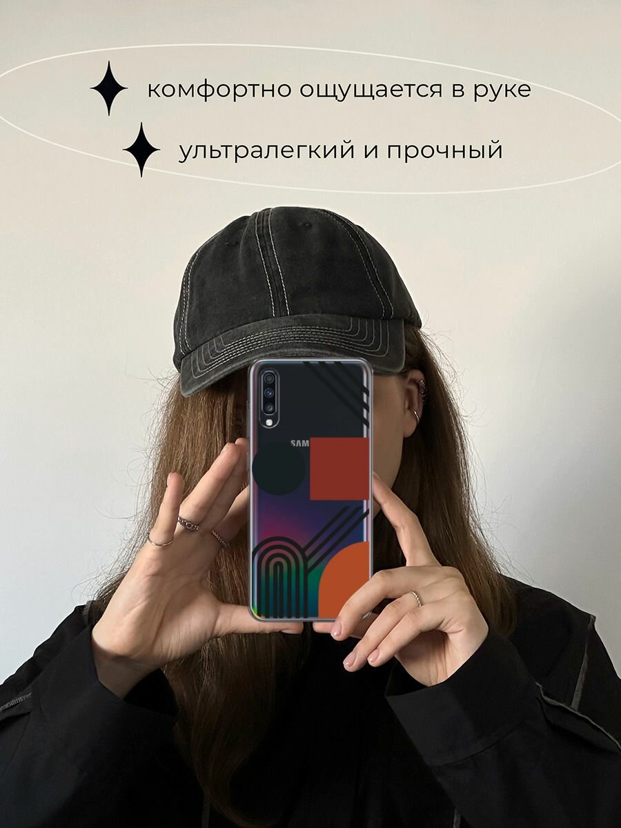 Чехол на Samsung Galaxy A70 / Самсунг Галакси А70 с принтом Абстрактная композиция, прозрачный — фото 1