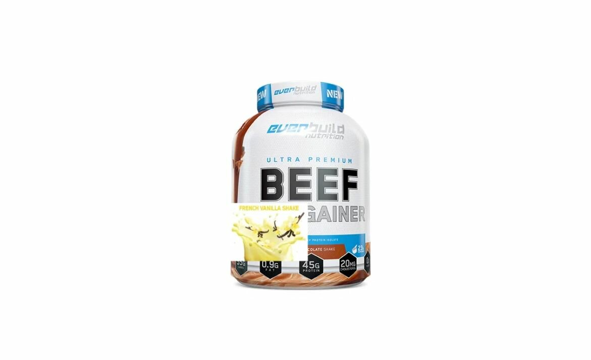 EVERBUILD Beef Gainer, Гейнер говяжий, Ваниль (French Vanilla Shake), 2.720гр