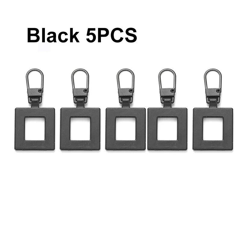 Металлические бегунчики для молнии 5 шт. Черный, Square-Black 5Pcs