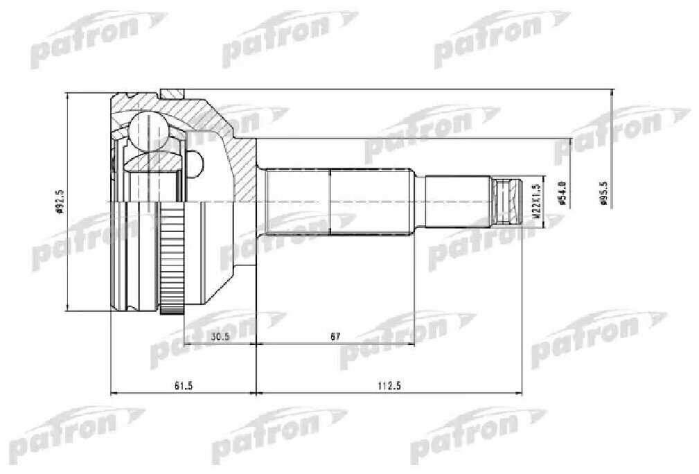 ШРУС наружн к кт 26x54x32 ABS 47T CHRYSLER PACIFICA 04 08 С ABS PATRON PCV6751