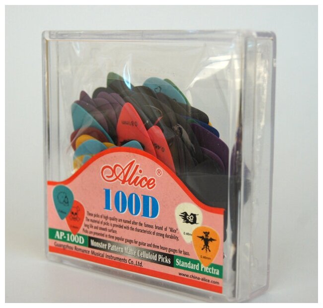 AP-100D Коробка медиаторов, целлулоид, 100шт Alice