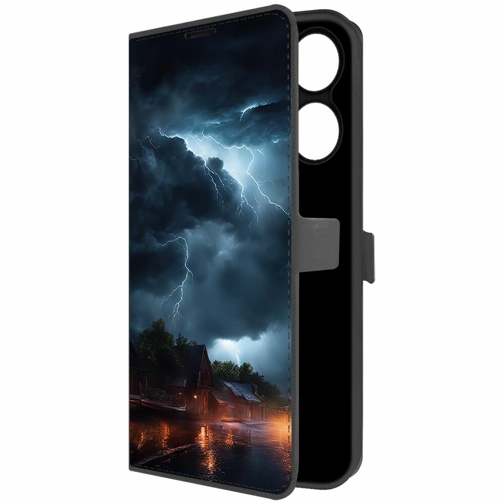 Чехол-книжка Krutoff Eco Book для INFINIX Hot 40 Ночная гроза (черный)