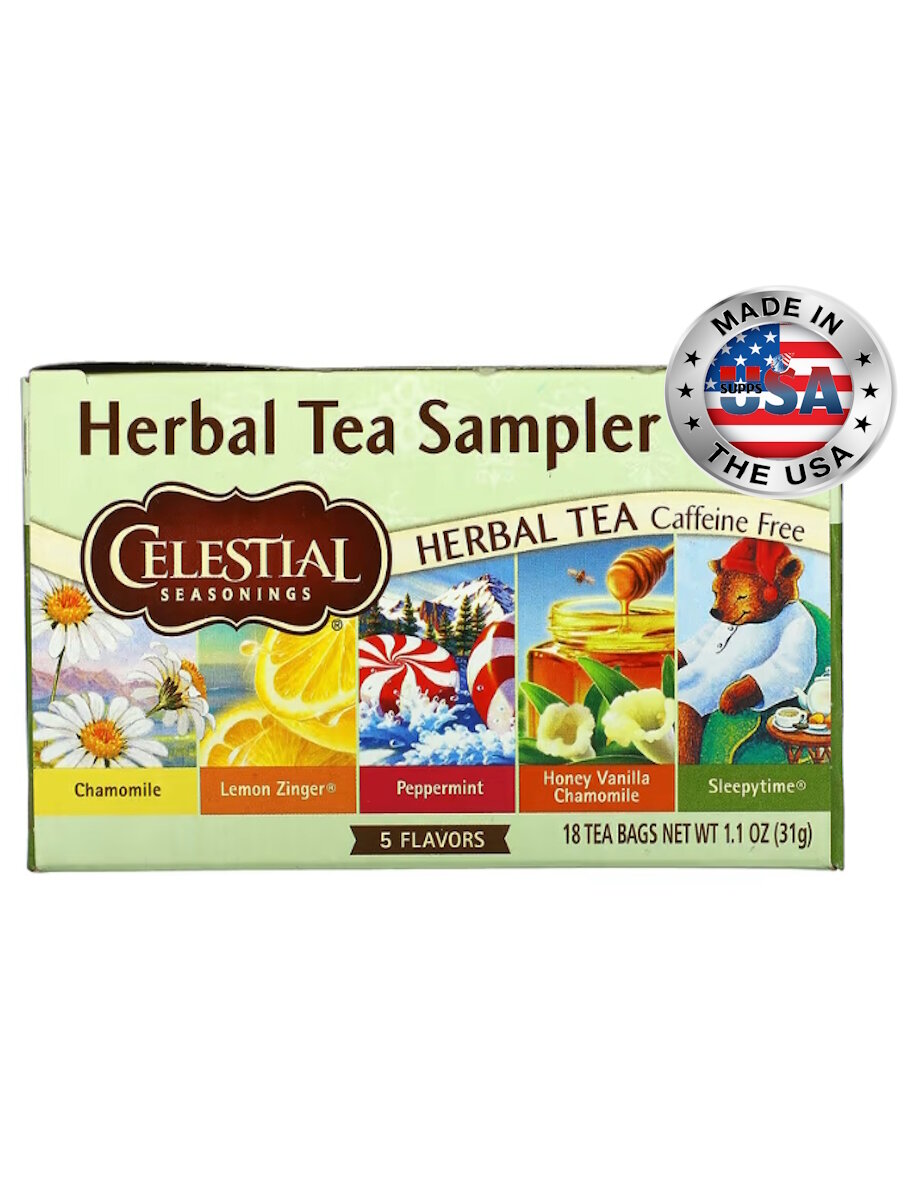 Celestial Seasonings набор травяных чаев, без кофеина, 5 вкусов, 18 чайных пакетиков, 30 г
