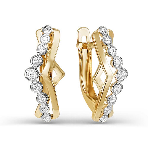 Серьги, золото, 585 проба, фианит
