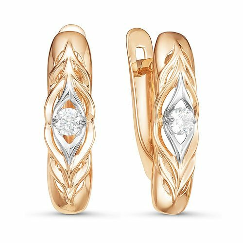 Серьги, золото, 585 проба, фианит